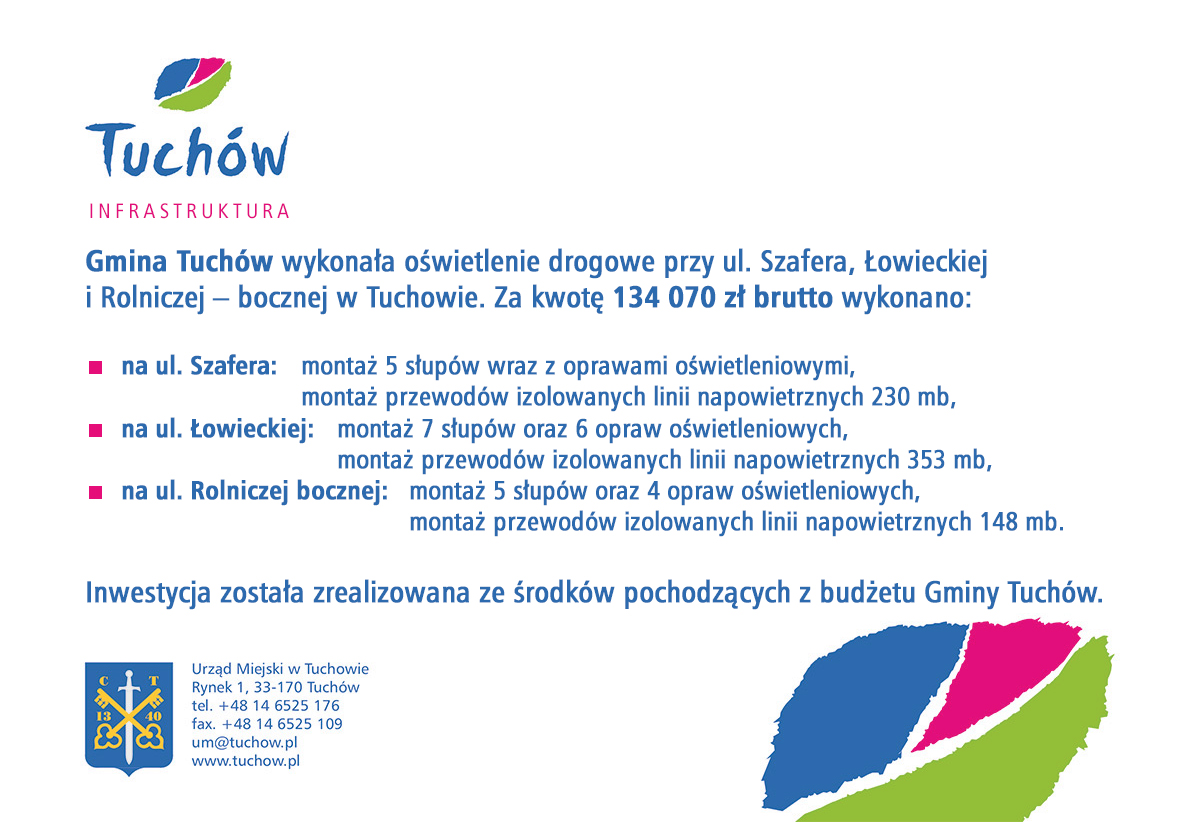Powstało nowe oświetlenie uliczne w Tuchowie – Tuchów – prawa miejskie ...